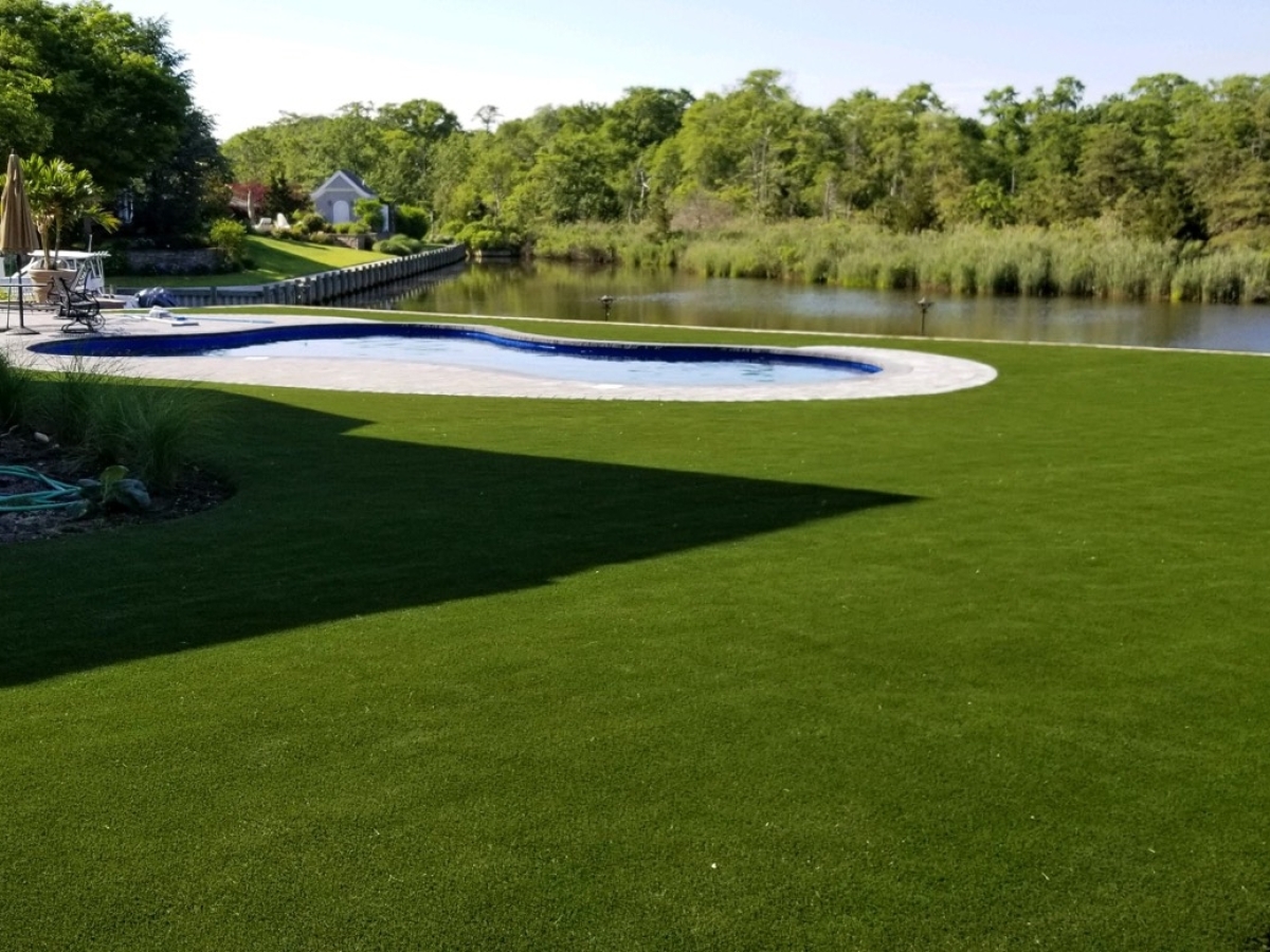 Riverfront Property Backyard Synthetic Lawn Installation - American Syn ...